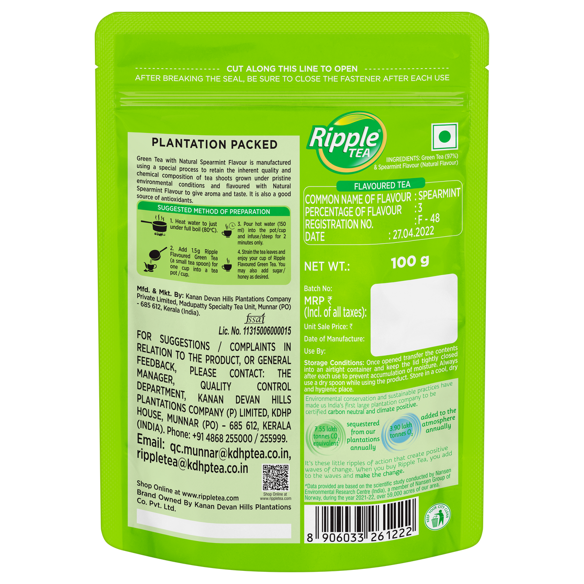 Ripple Tea |Spearmint Green Tea | Natural Flavoured Tea